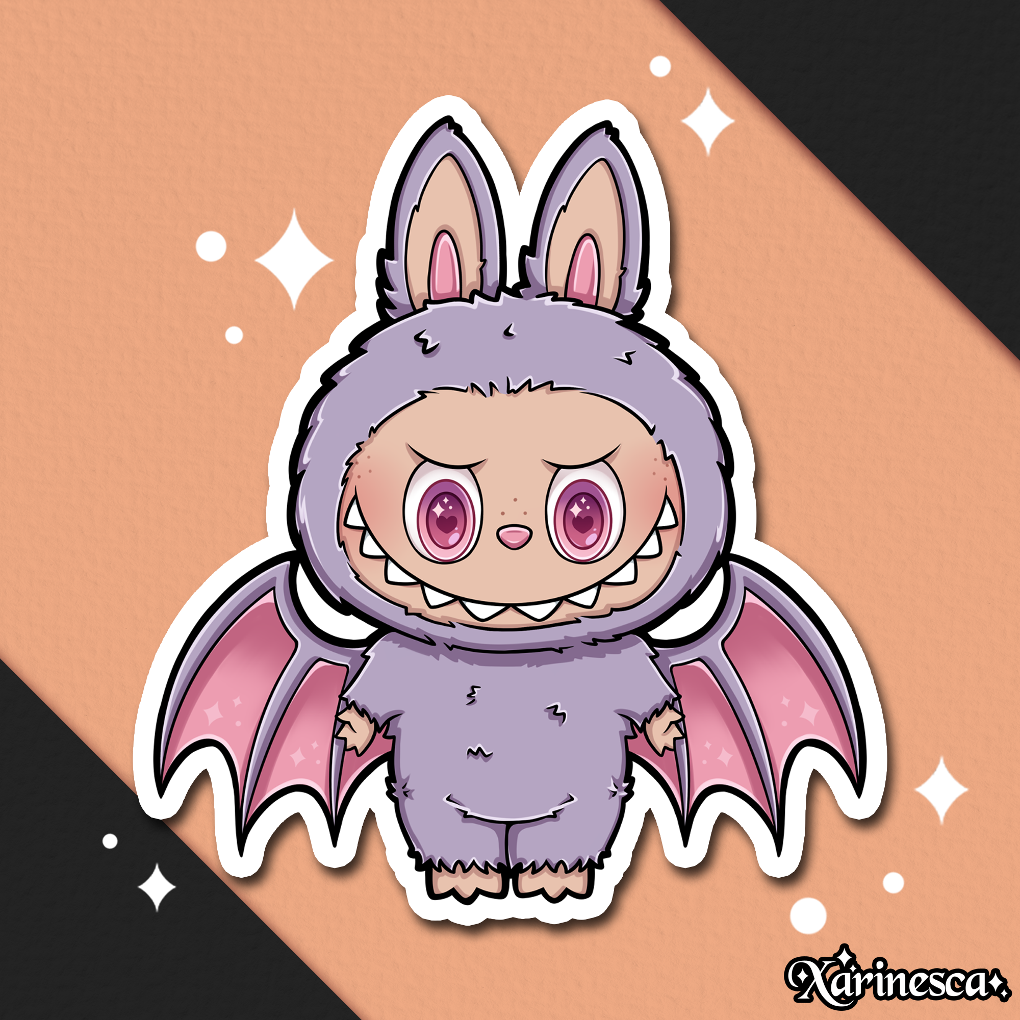 Labubu Pink Bat Spooky Vinyl Weatherproof Sticker – Xarinesca